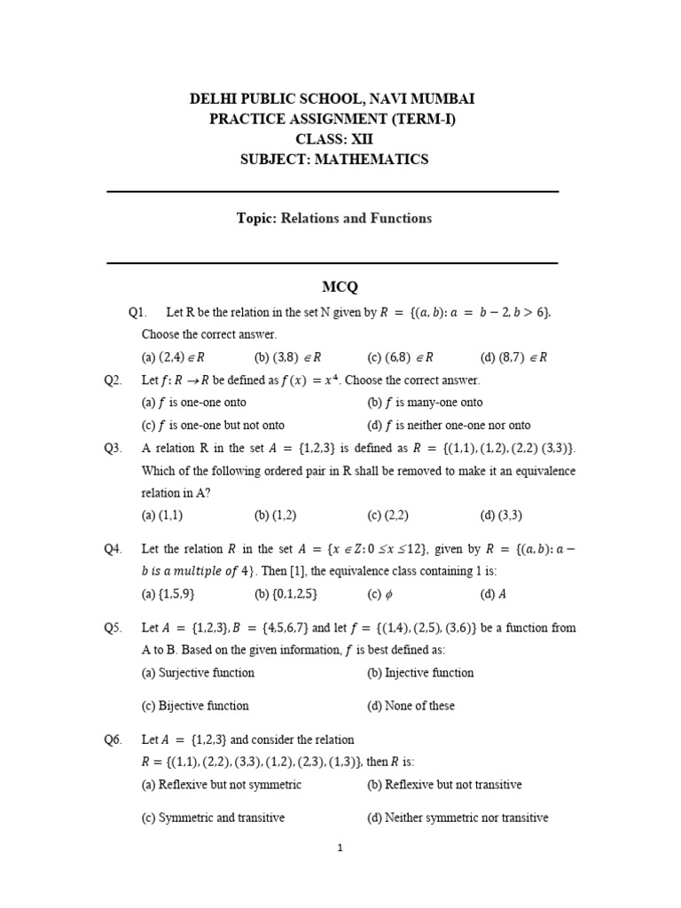 Relation and Function | PDF | Function (Mathematics) | Elections