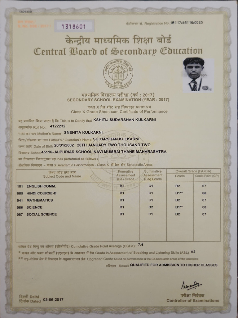 10th Grade Certificate | PDF | Science