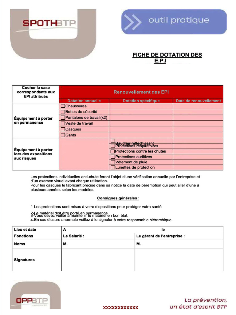 Fiche de Suivi EPI | PDF