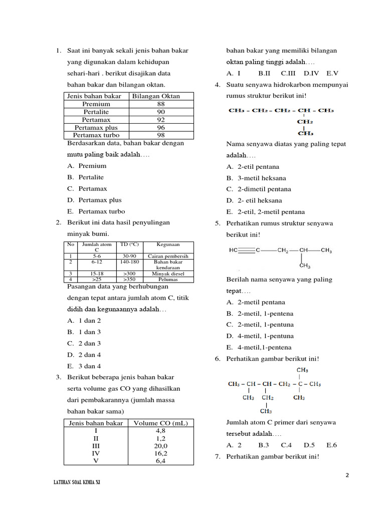 Latihan Soal - Kimia Xi | PDF