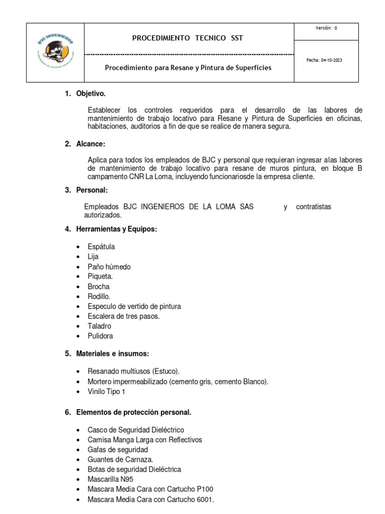 Procedimiento de Resane y Pintura | PDF | Pinturas | Procesos industriales