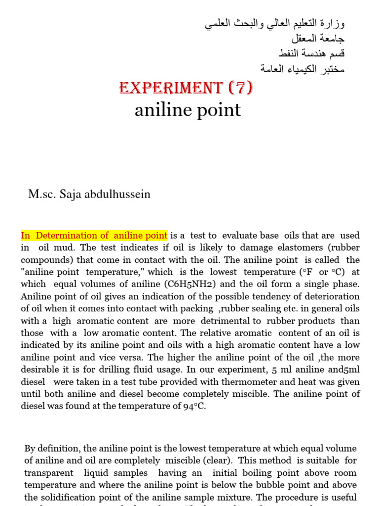 7 Aniline Point 1 | PDF | Jet Fuel | Petroleum