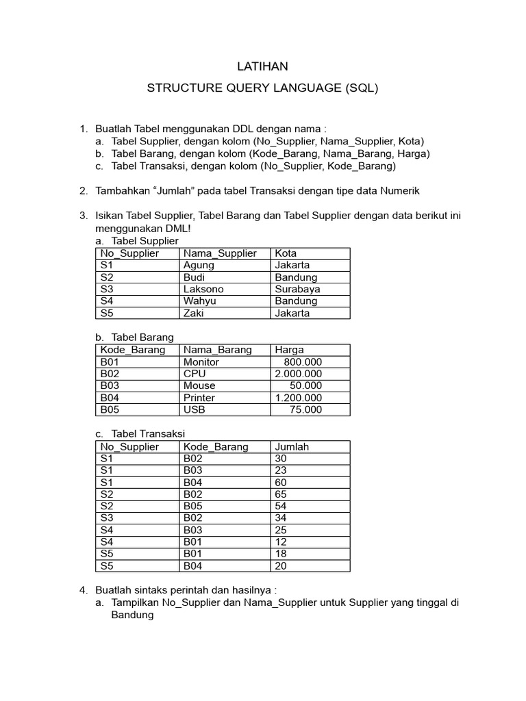 Pertemuan Ke-13 Latihan SQL 2 | PDF | Komputer