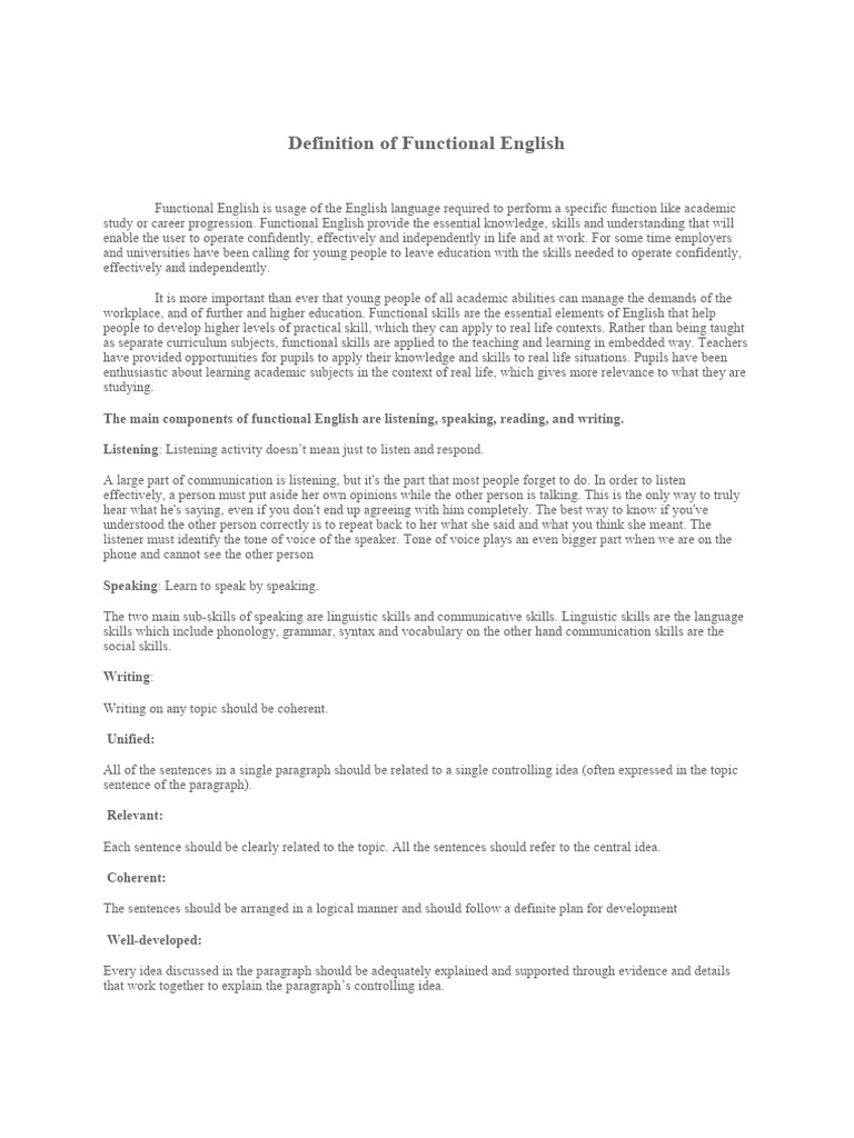 Functional English Material | PDF | Reading Comprehension | Communication