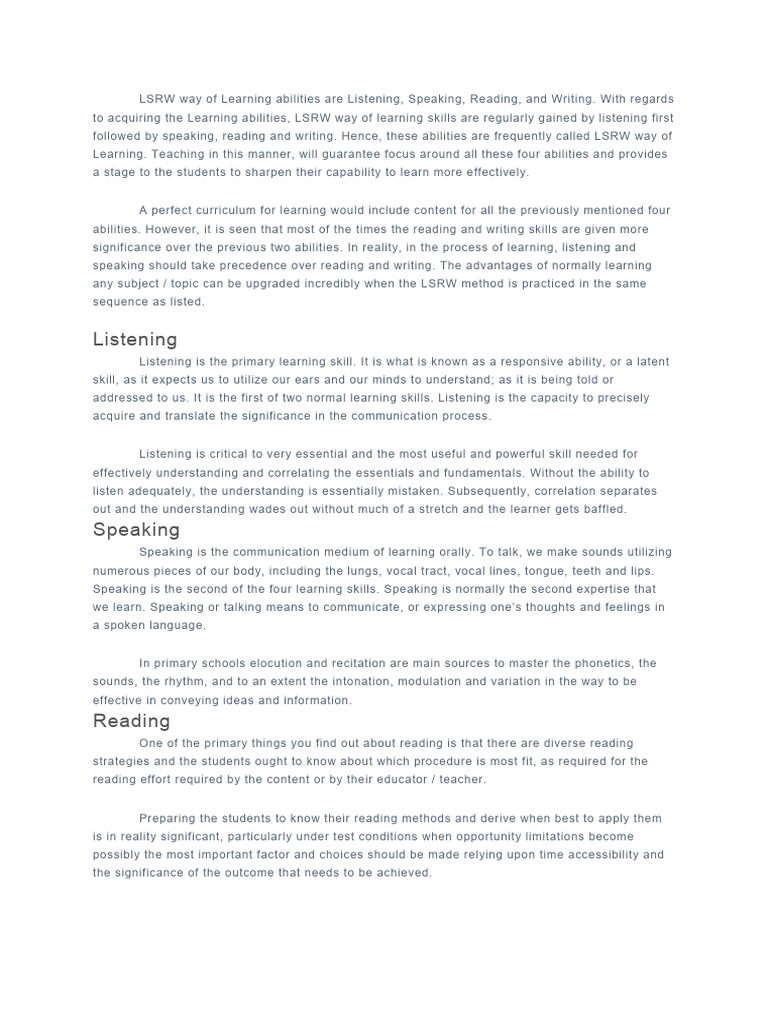 LSRW Materials | PDF | Learning | Thought