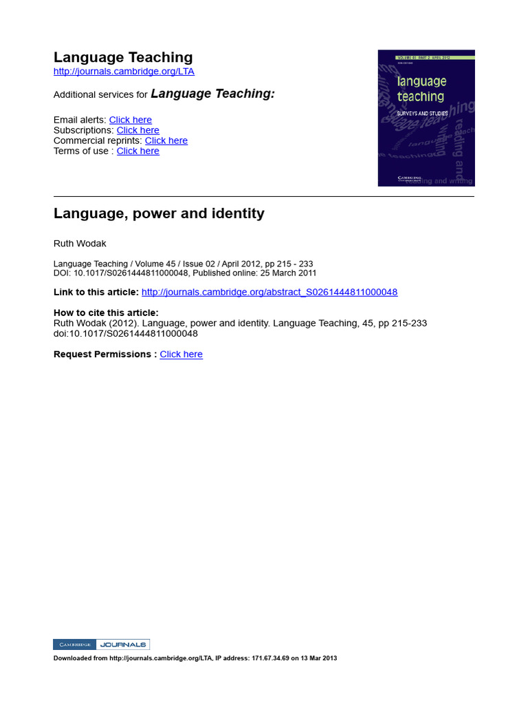 Language, Power, and Identity in Discourse | PDF | Multilingualism ...