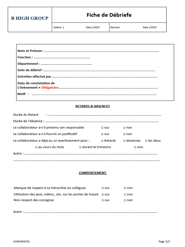 Fiche de Debrief | PDF