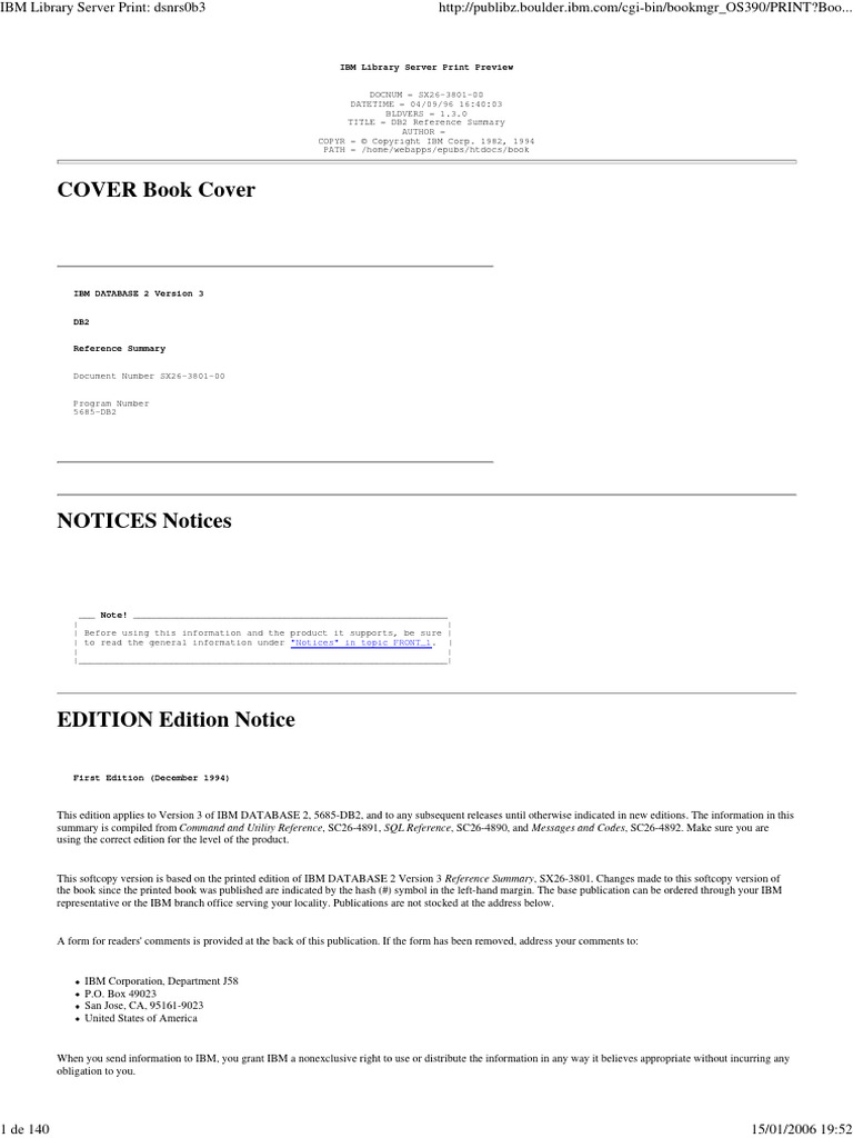 Ibm Database 2 Version 3 | PDF