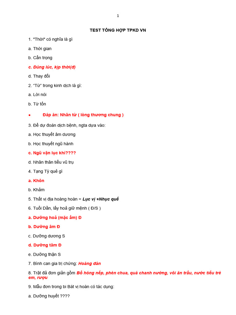 Test TPKĐ VN | PDF