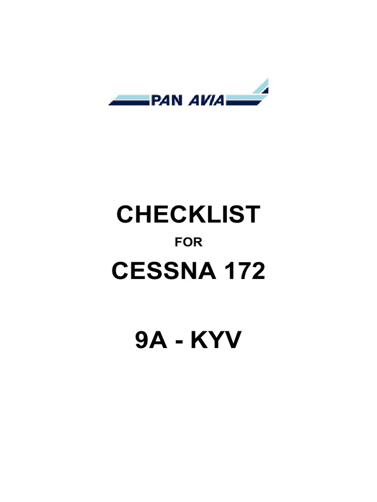 Cessna - 172 PAN AVIA Checklist | PDF