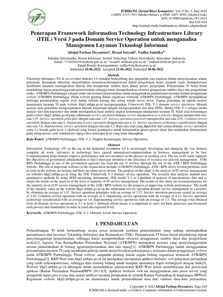 Penerapan Framework Information Technology Infrastructure Library | PDF Penerapan Framework Information Technology Infrastructure Library | PDF