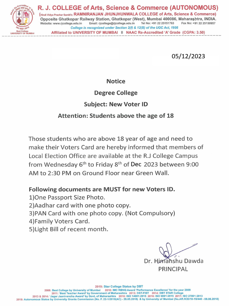 Voter ID Registration at R.J College | PDF | Access Control ...