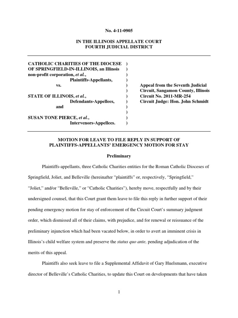 Motion For Leave To File Reply in Support of Illinois Catholic ...