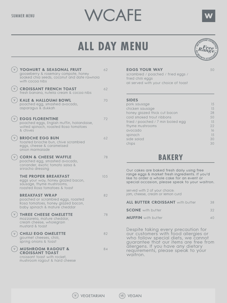 All Day Food Menu | PDF | Hamburgers | Pickling