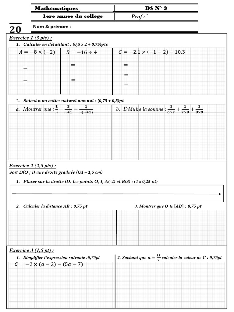 Devoir 3 Modele 4 Mathematiques 1ac Semestre 1 | PDF | Triangle | Triangle