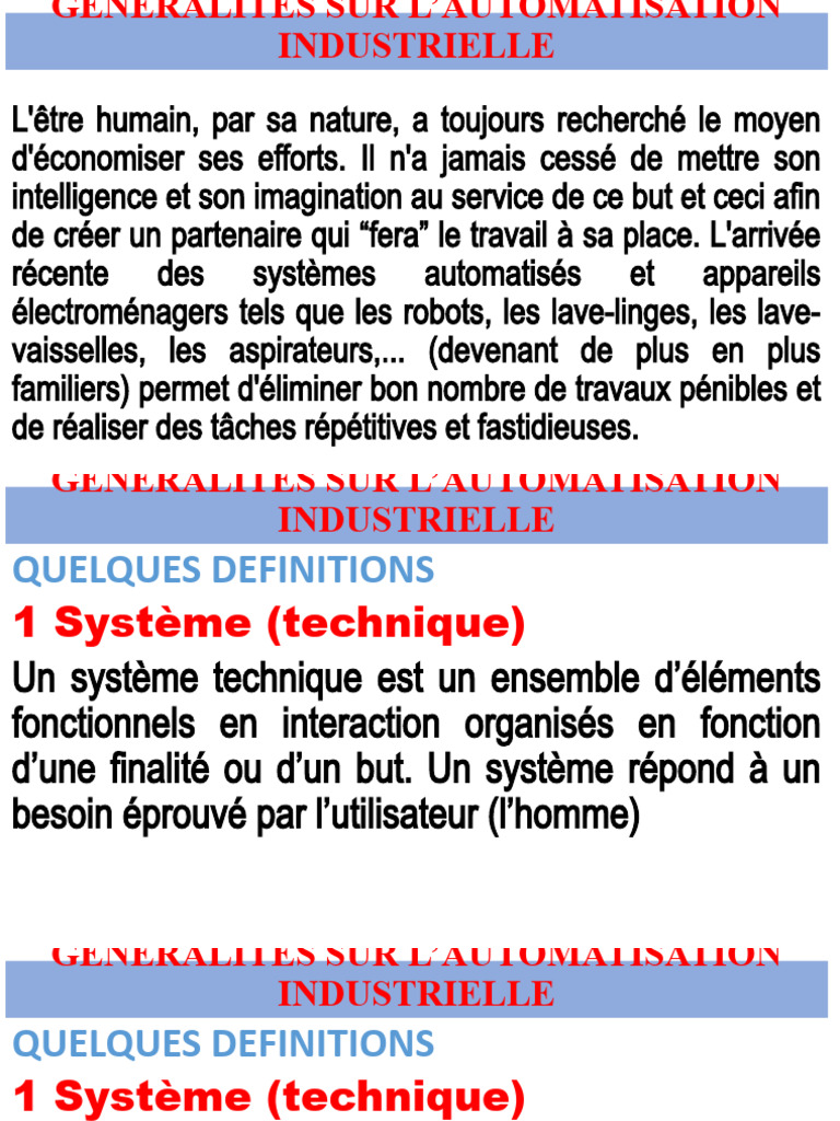 GENERALITES SUR L'AUTOMATISATION INDUSTRIELLE Fin | PDF