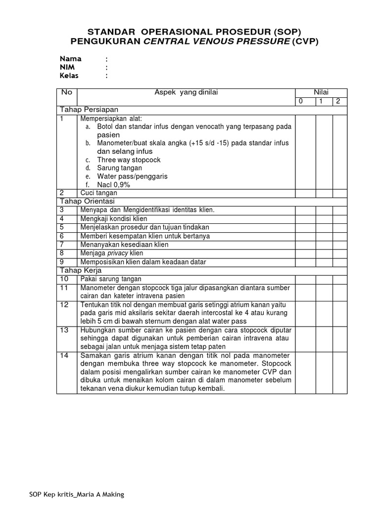 Standar Operasional Prosedur CVP | PDF