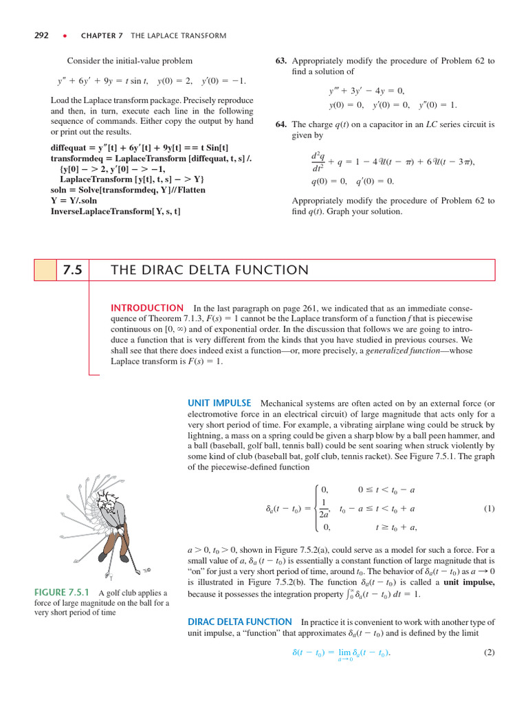 Laplace Transform and Dirac Delta Function | PDF | Equations | Laplace ...