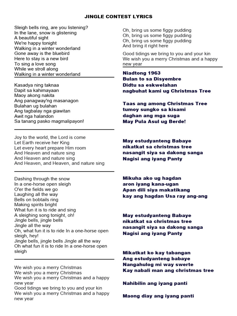 Jingle Contest Lyrics | PDF | Religious Songs | Christmas Music
