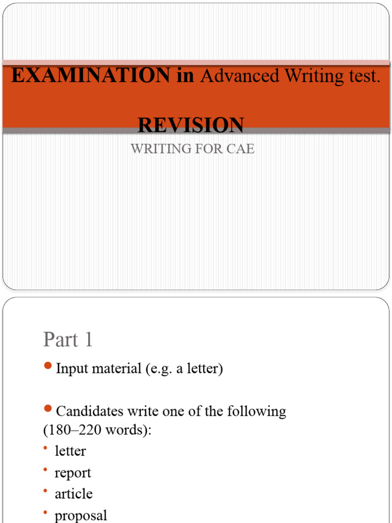 CAE Advanced Writing Exam Guide | PDF