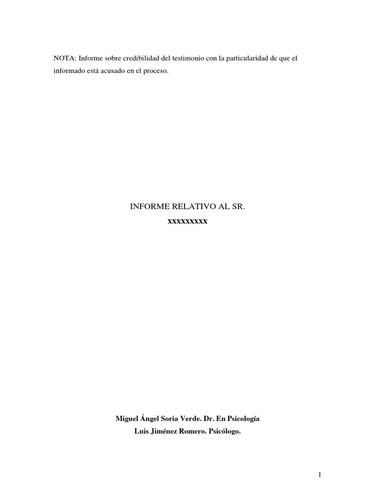 Informe Credibilidad Testimonio | PDF | Violencia | Comportamiento