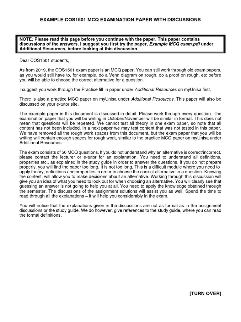 Example MCQ Exm With Discussions | PDF