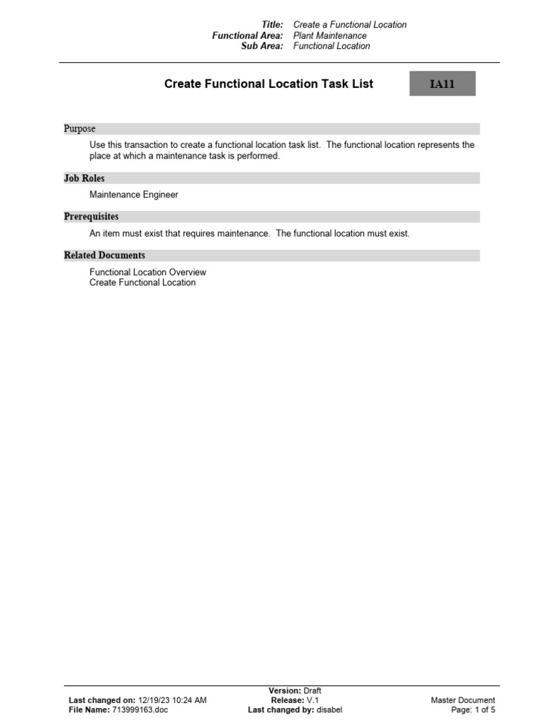 Create Functional Location Task List - HCA - WI | PDF | Information Technology | Computing
