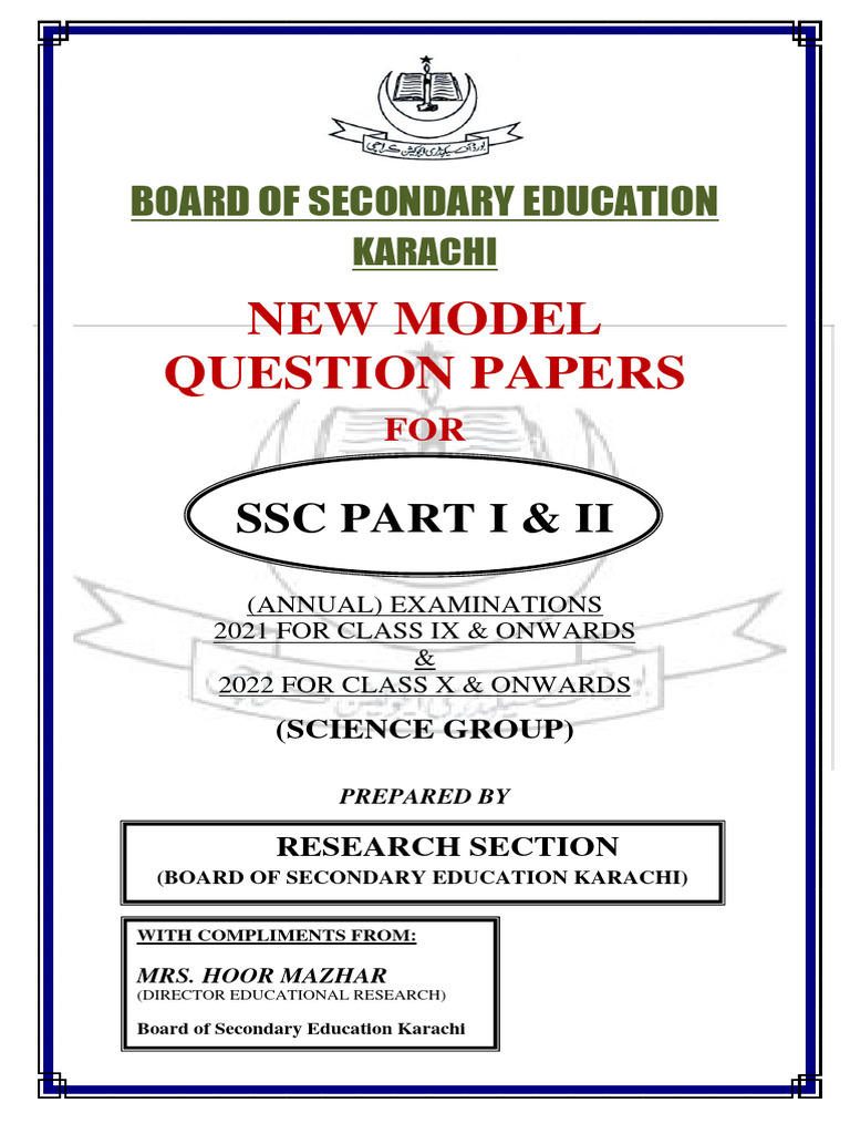 New Model Paper 2021 Class 10 Sindh Board PDF | PDF | Multiple Choice ...