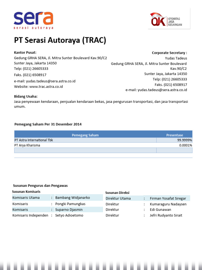 PT Serasi Autoraya (TRAC) | PDF