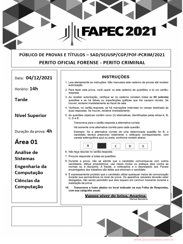 Perito Oficial Forense Perito Criminal Area 01 | PDF