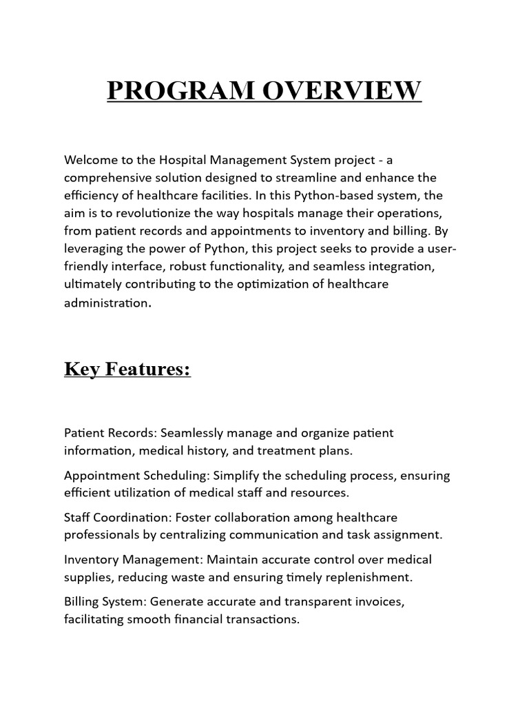 Program Overview | PDF | User (Computing) | Databases
