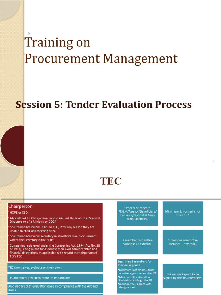 Session 5 Tender Evaluation Process V2 | PDF