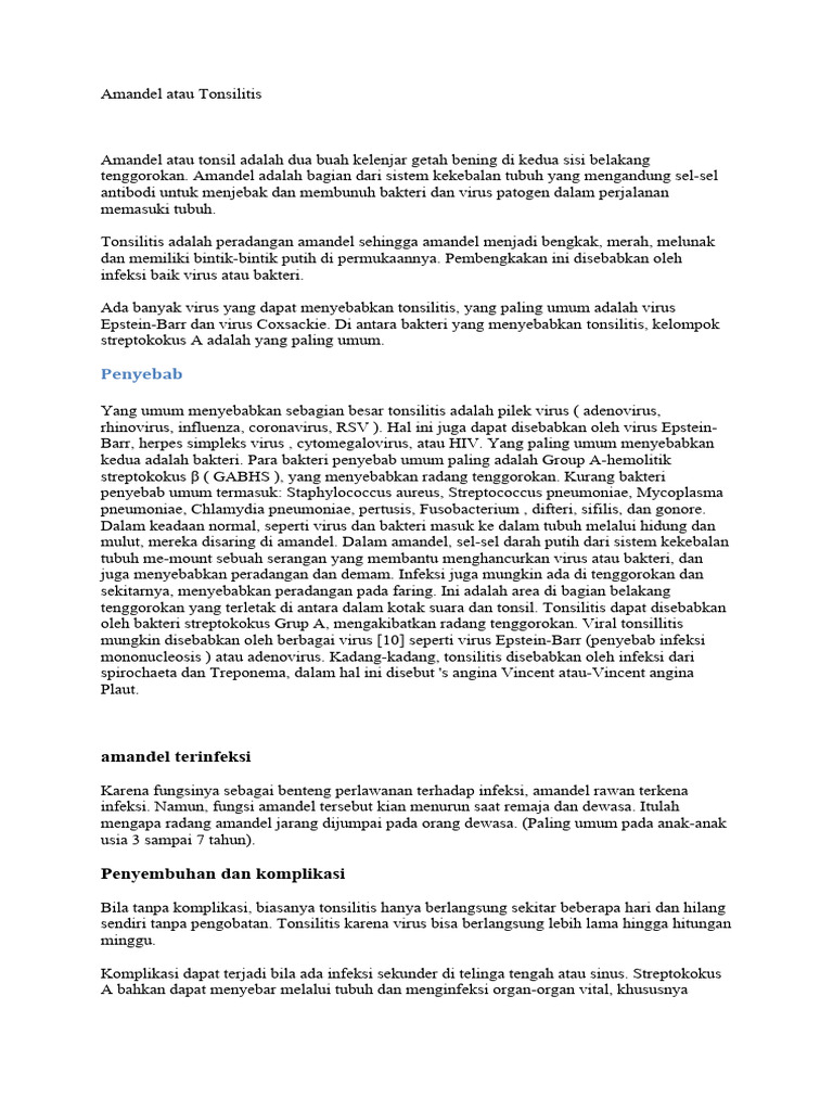Amandel Atau Tonsilitis | PDF