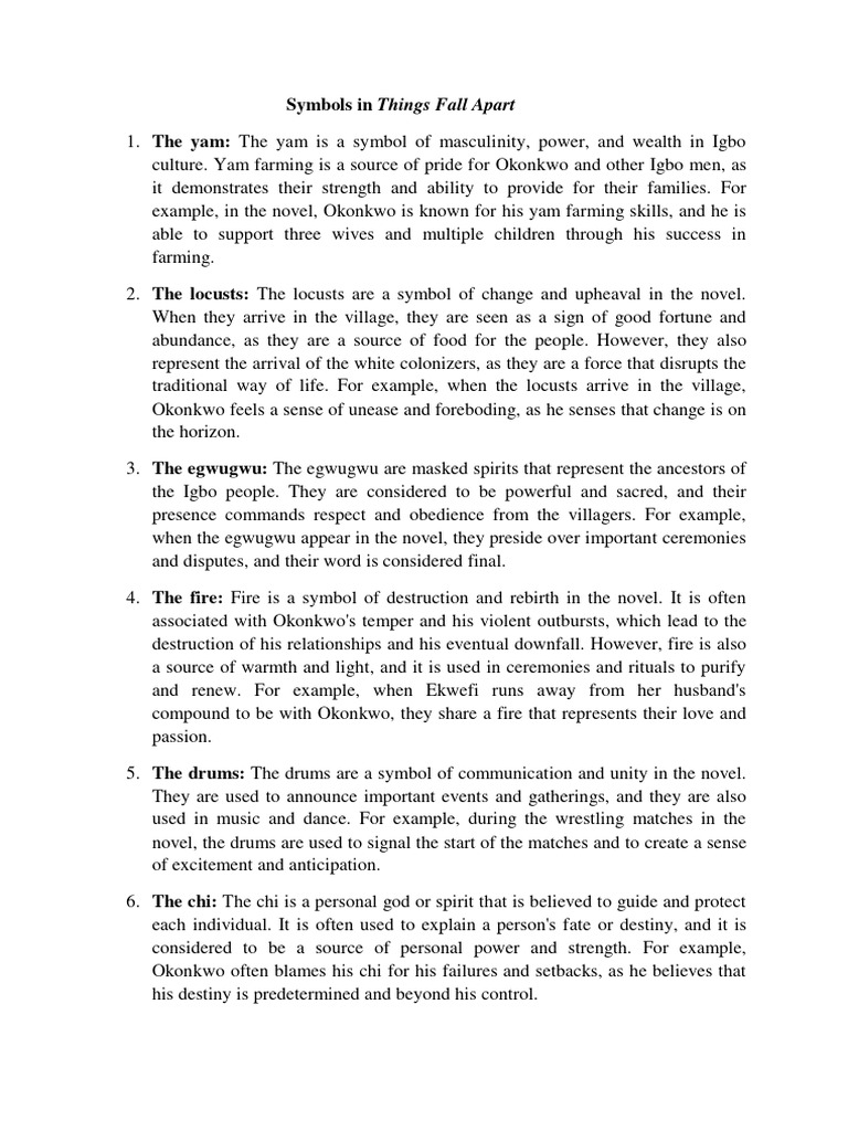 Symbols in Things Fall Apart | PDF | Igbo People