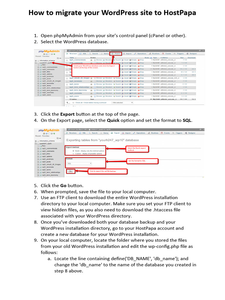 Migrate WordPress to HostPapa Guide | PDF