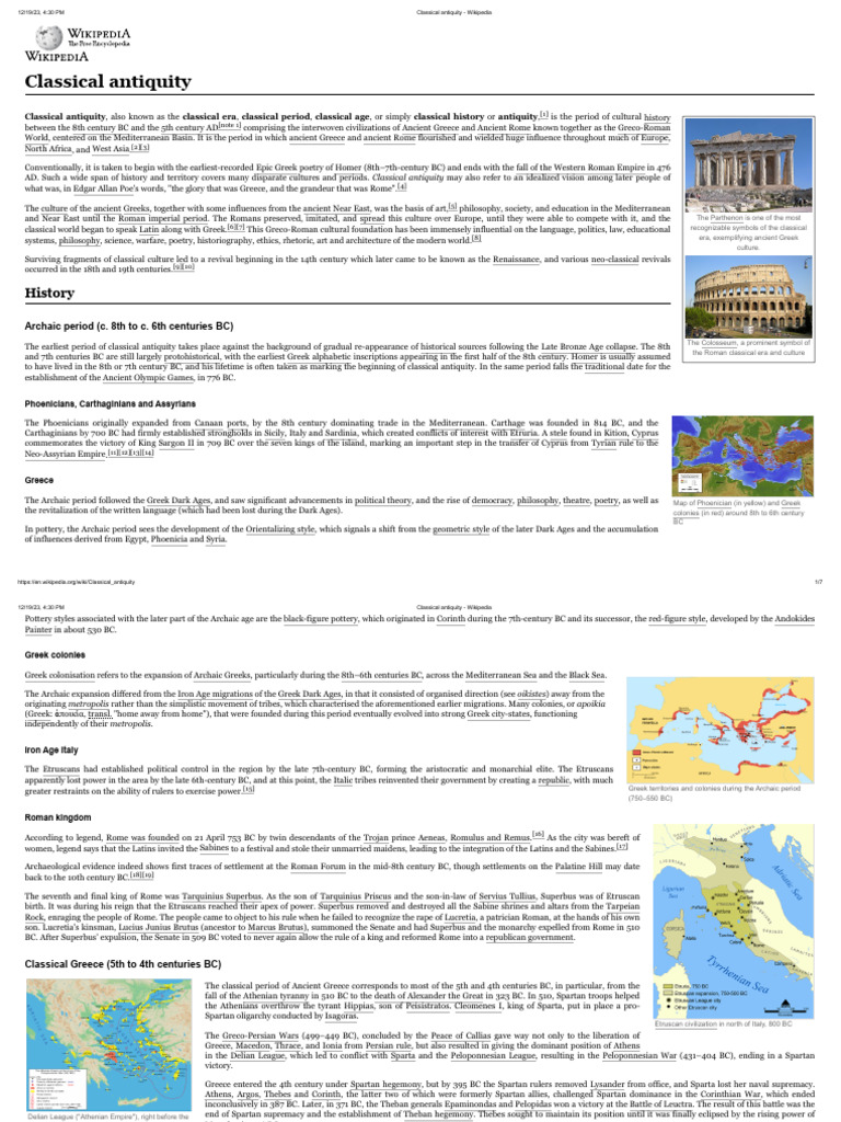 Classical Antiquity - Wikipedia | PDF | Classical Antiquity | Byzantine ... Classical Antiquity - Wikipedia | PDF | Classical Antiquity | Byzantine ...