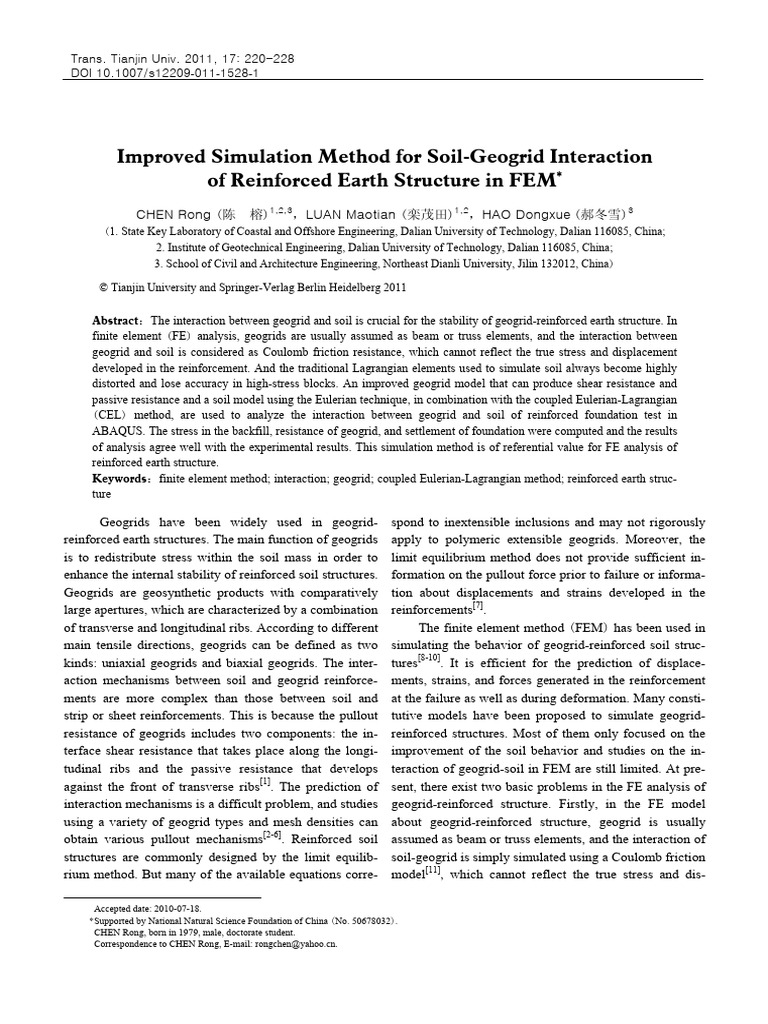 Improves FEM Simulation Soil-Geogrid Interaction | PDF | Continuum Mechanics | Finite Element Method