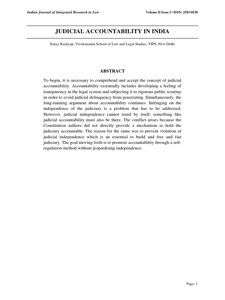 Judicial Accountability in India | PDF | Impeachment | Judiciaries