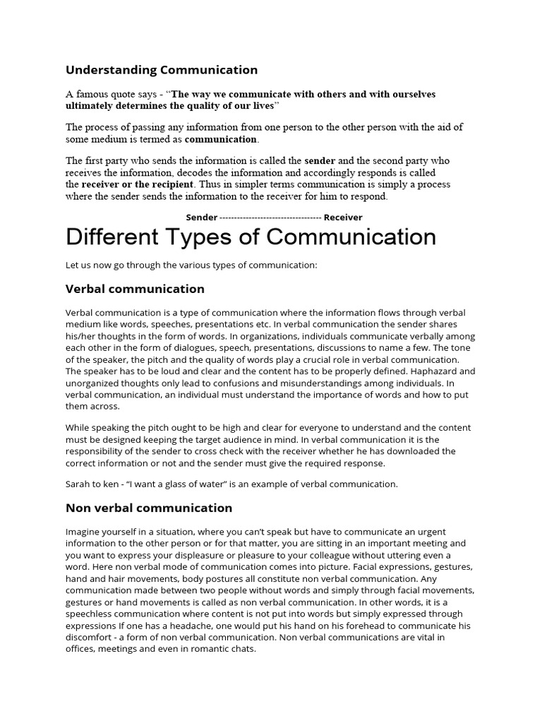 Communication | PDF | Communication | Nonverbal Communication Communication | PDF | Communication | Nonverbal Communication