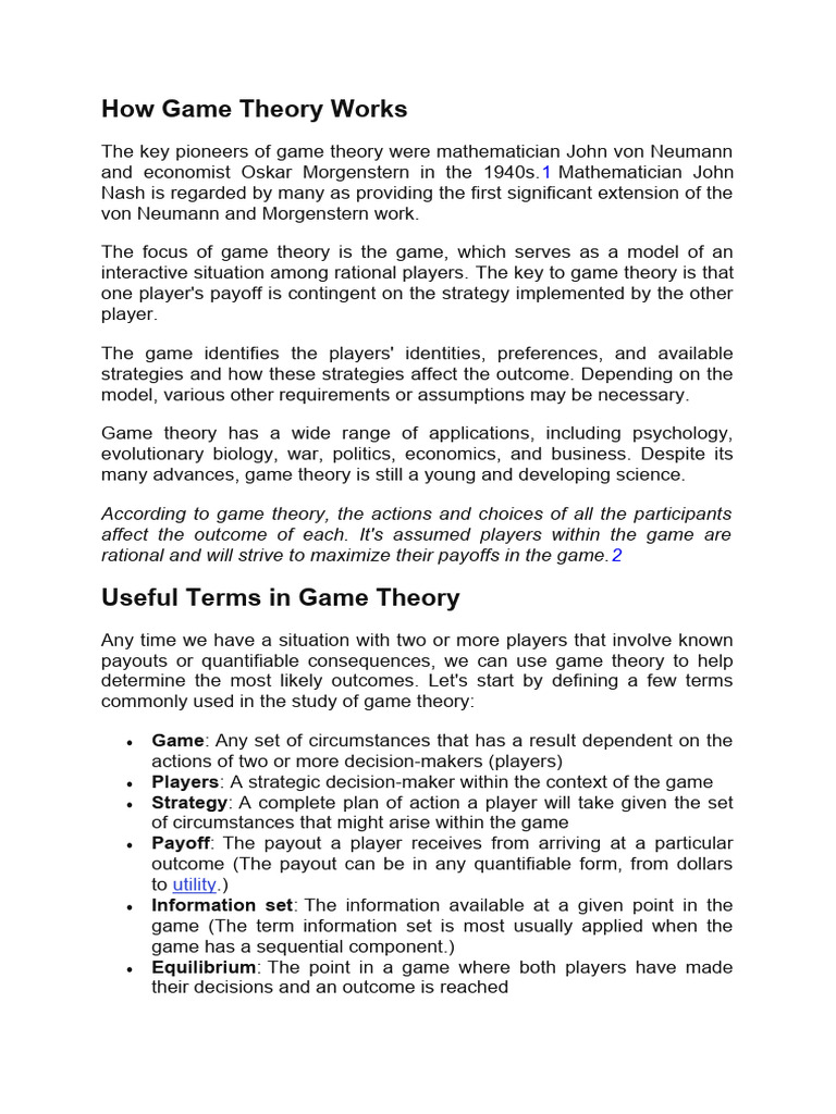 Game Theory | PDF