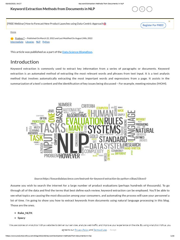 Keyword Extraction Methods From Documents In Nlp Pdf Machine