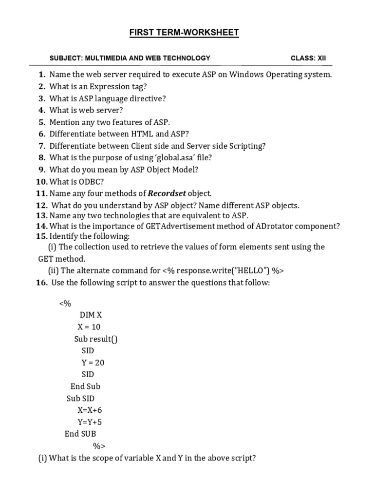 Cbse Worksheets For Class 12 Multimedia And Web Technology Pdf