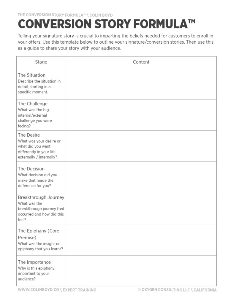 BONUS - Conversion Story Formula Template | PDF | Career & Growth ...