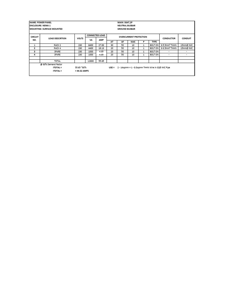 Residential Electrical Load Schedule | PDF