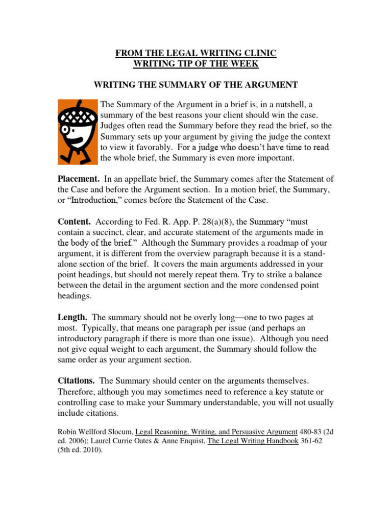 Writing Tips Writing The Summary of The Argument | PDF | Computers ...