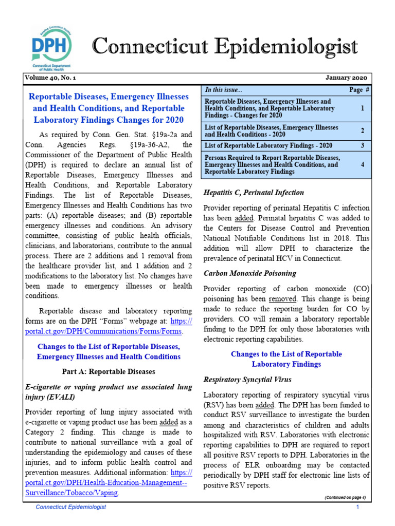 Reportable Diseases | PDF | Infection | Hepatitis