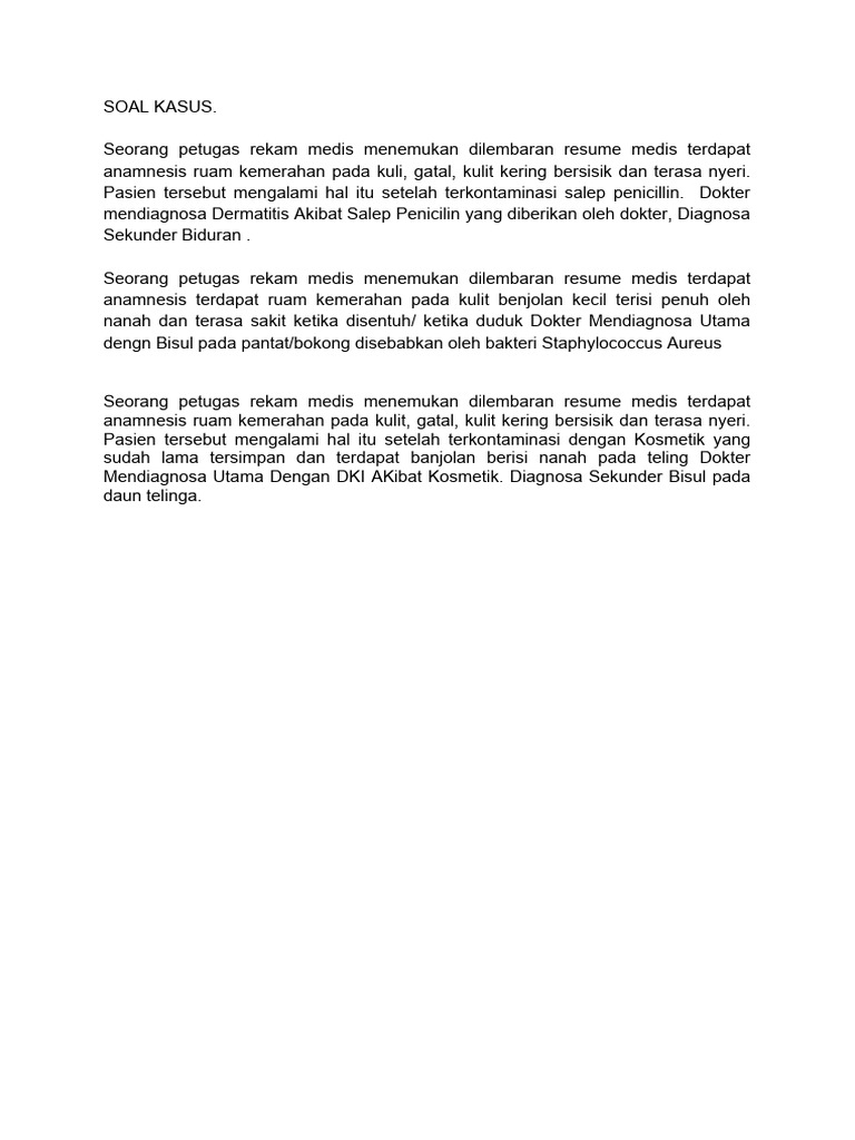 Dermatitis dan Bisul Akibat Kontaminasi | PDF