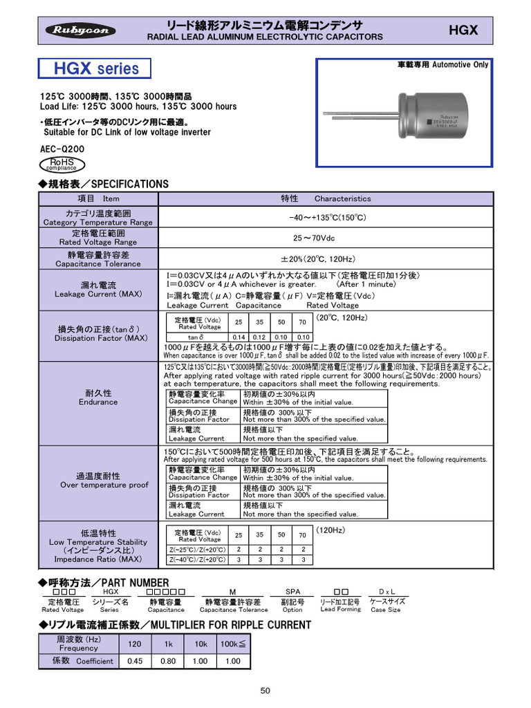 HGX series: 規格表／Specifications | PDF