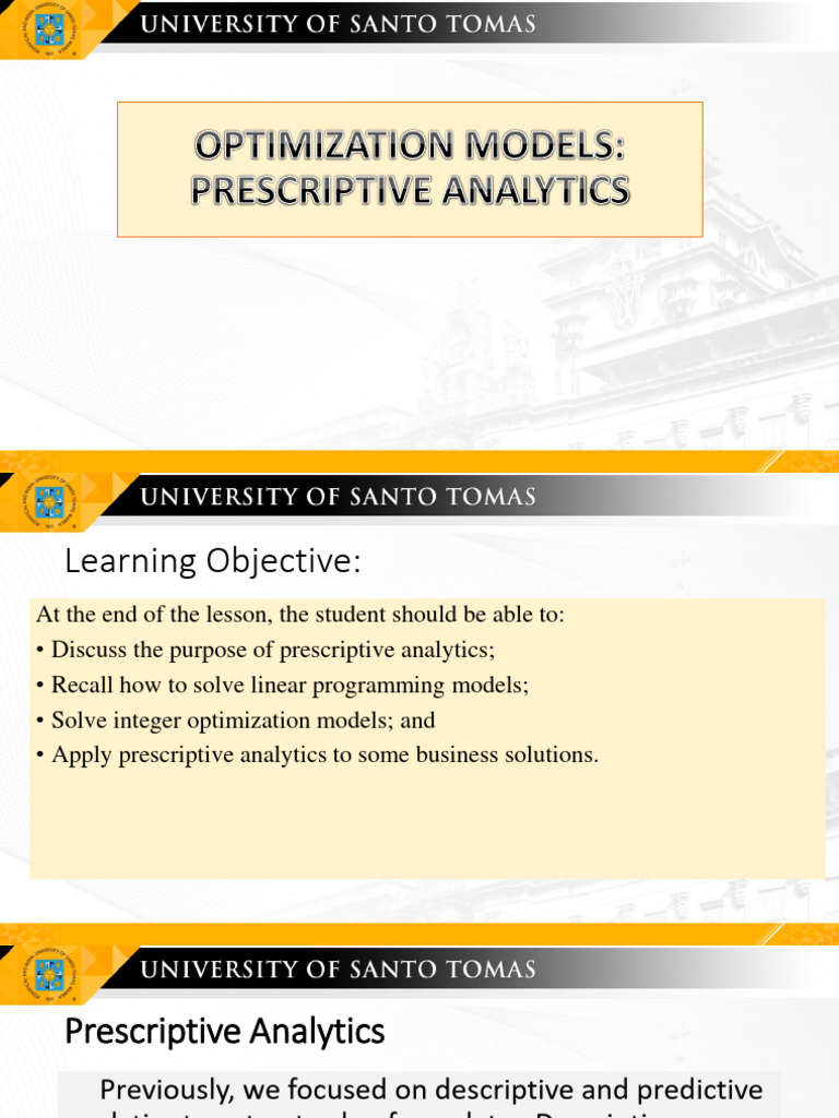 Module 8A Prescriptive Analytics (Optimization Models) | PDF | Mathematical Optimization ...