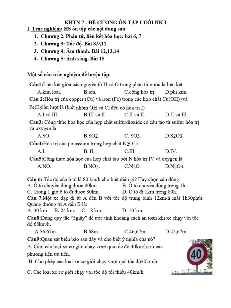 KHTN 7 - ĐỀ CƯƠNG | PDF